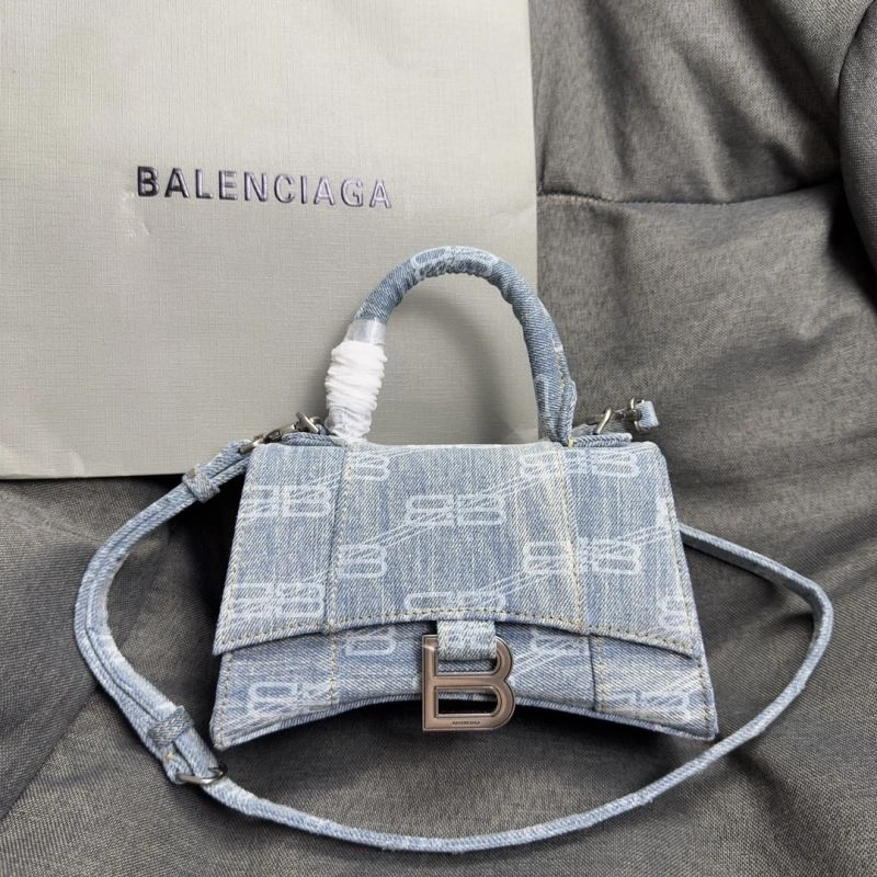 Balenciaga XS Hourglass Blue Denim Crescent Bag