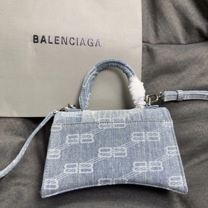 Mirror quality Balenciaga XS Hourglass Blue Denim Crescent Bag