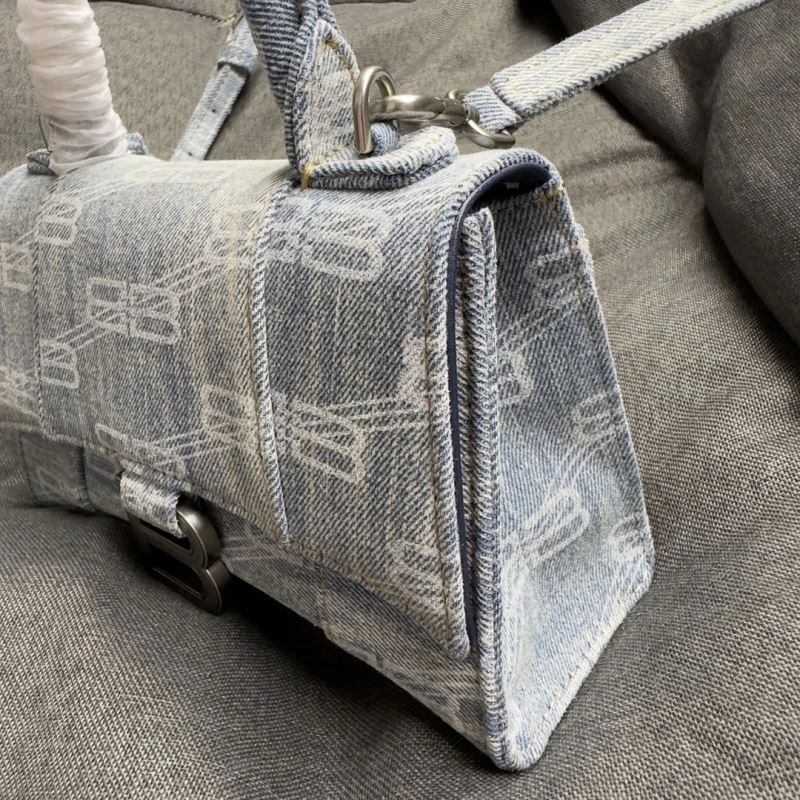 Mirror quality Balenciaga XS Hourglass Blue Denim Crescent Bag
