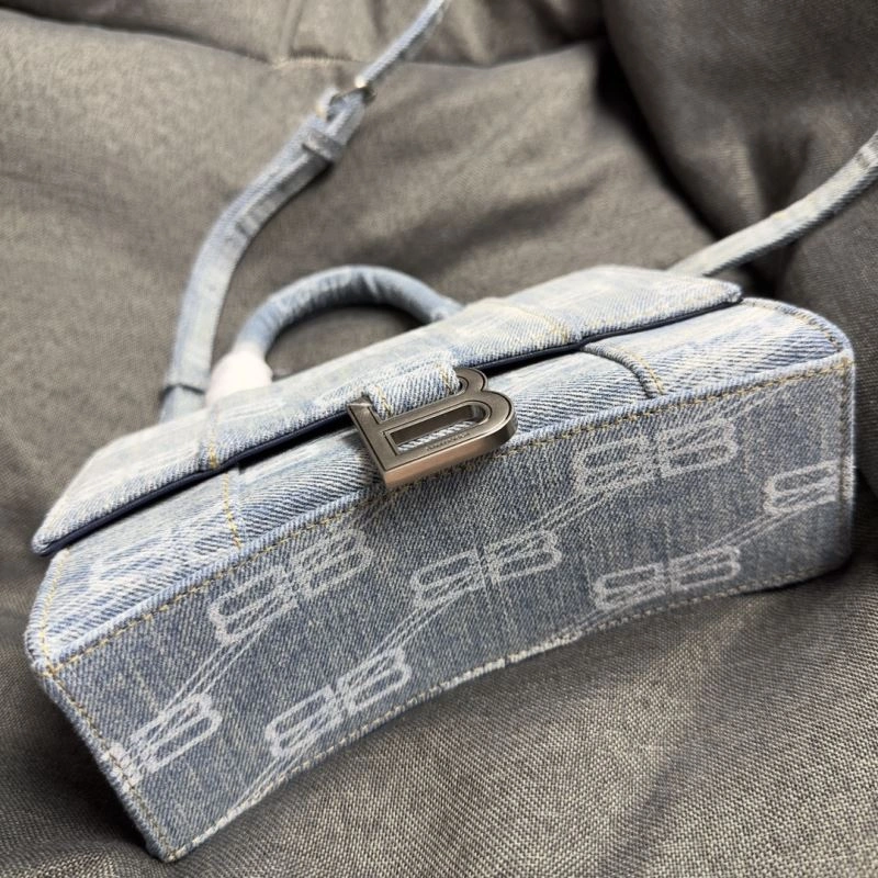 Mirror quality Balenciaga XS Hourglass Blue Denim Crescent Bag