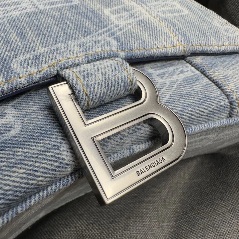 Mirror quality Balenciaga XS Hourglass Blue Denim Crescent Bag