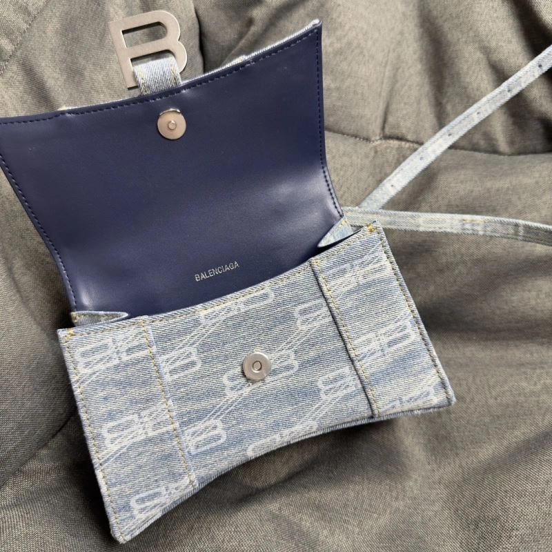 Mirror quality Balenciaga XS Hourglass Blue Denim Crescent Bag