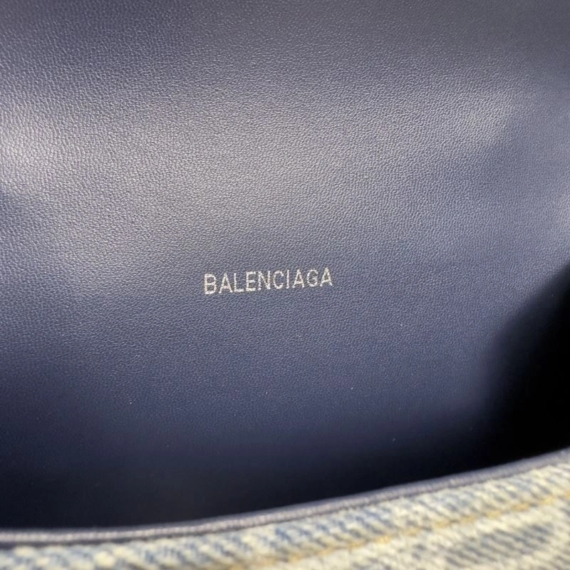 Mirror quality Balenciaga XS Hourglass Blue Denim Crescent Bag