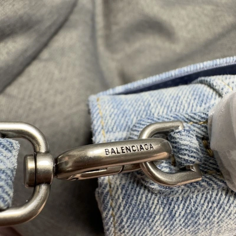 Mirror quality Balenciaga XS Hourglass Blue Denim Crescent Bag