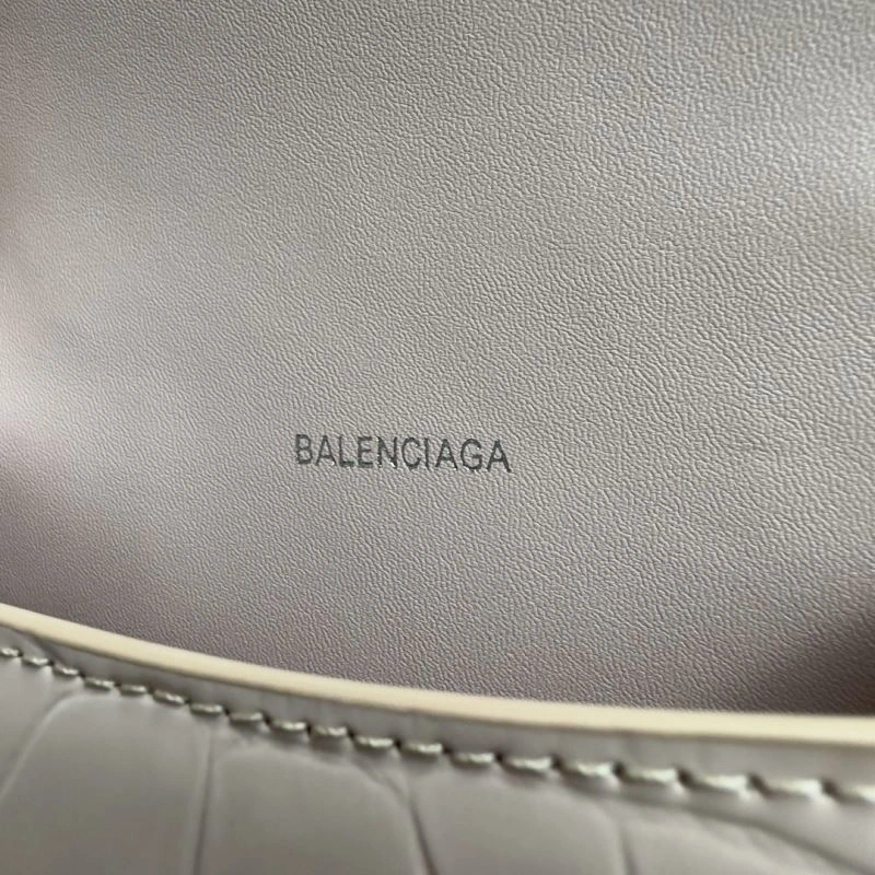 Inexpensive Balenciaga XS Hourglass Blush Crocodile Bag with Silver Buckle
