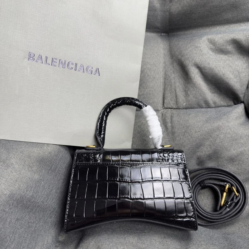 Legit Balenciaga XS Hourglass Crocodile Bag in Black Gold