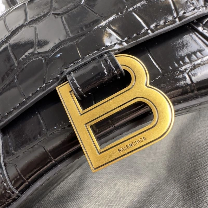 Legit Balenciaga XS Hourglass Crocodile Bag in Black Gold