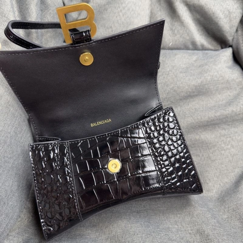 Legit Balenciaga XS Hourglass Crocodile Bag in Black Gold