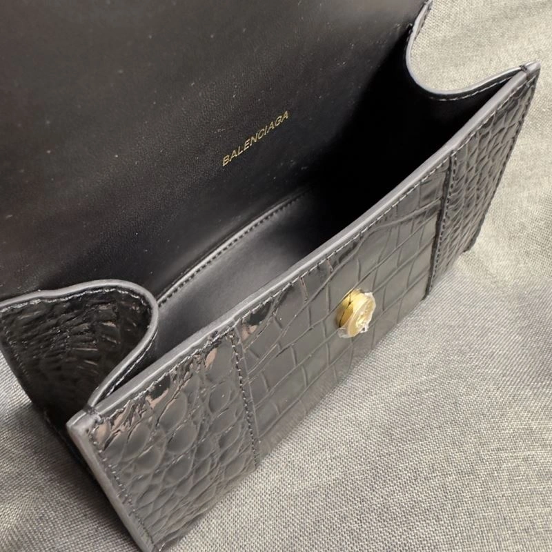 Legit Balenciaga XS Hourglass Crocodile Bag in Black Gold