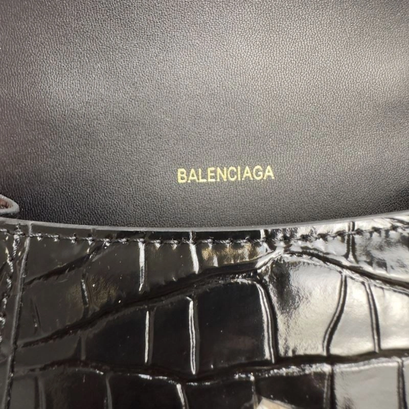 Legit Balenciaga XS Hourglass Crocodile Bag in Black Gold