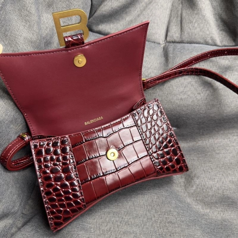 Bargain Balenciaga XS Hourglass Crocodile Bag with Gold Buckle