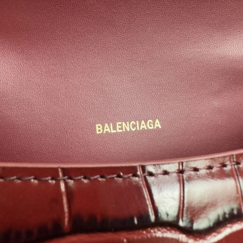 Bargain Balenciaga XS Hourglass Crocodile Bag with Gold Buckle