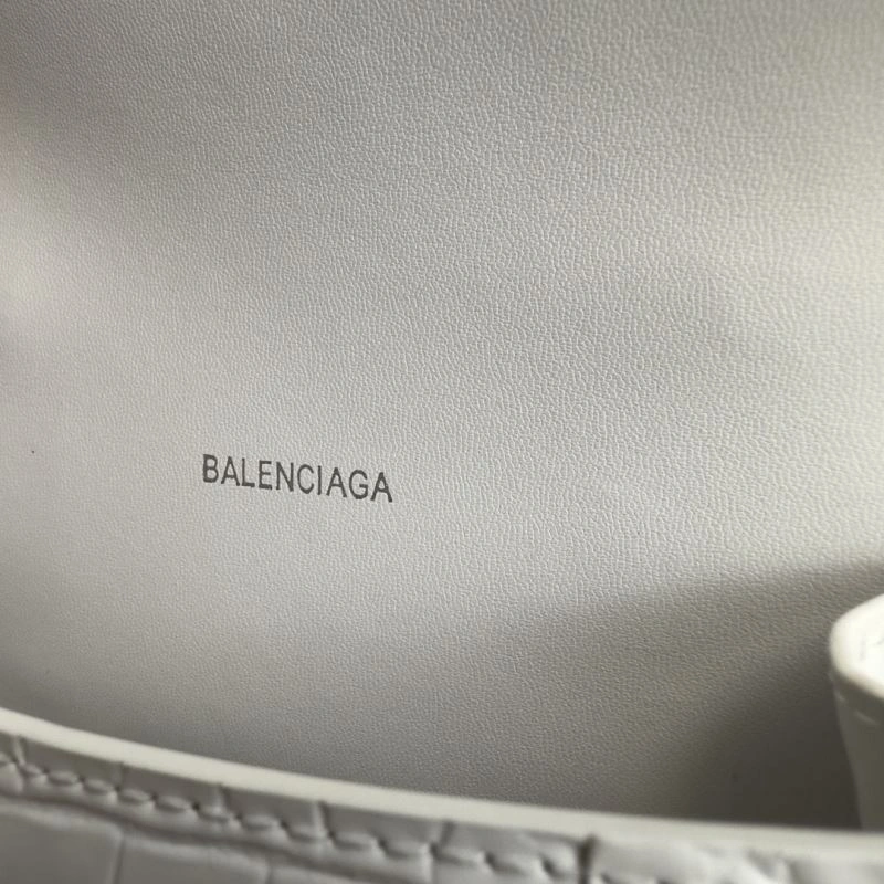 Factory-made Balenciaga XS Hourglass White Crocodile Bag with Silver Buckle