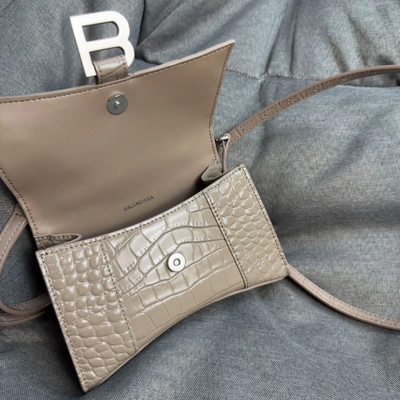 Low-cost Balenciaga XS Khaki Crocodile Hourglass Bag with Silver Buckle