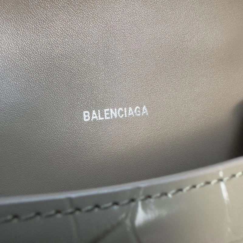 Low-cost Balenciaga XS Khaki Crocodile Hourglass Bag with Silver Buckle