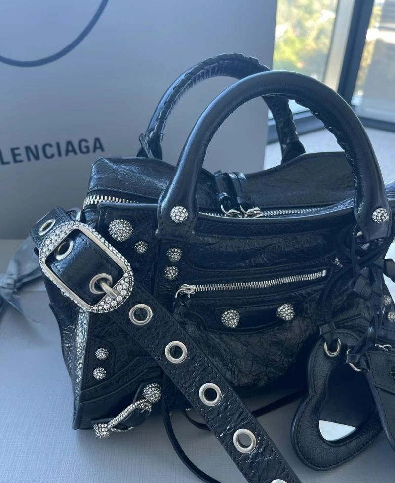 1:1 copy Balenciaga XS Le Cagole Neo City Handbag - Black Diamond Hardware