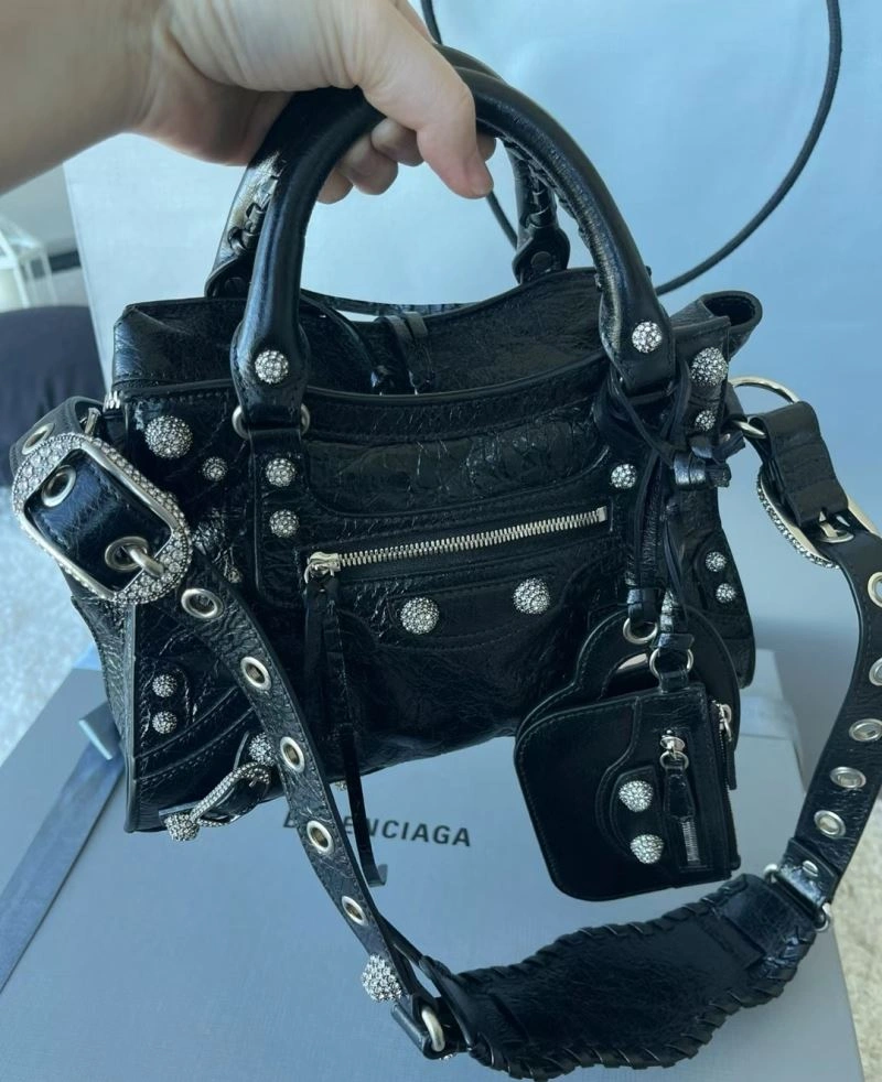 1:1 copy Balenciaga XS Le Cagole Neo City Handbag - Black Diamond Hardware