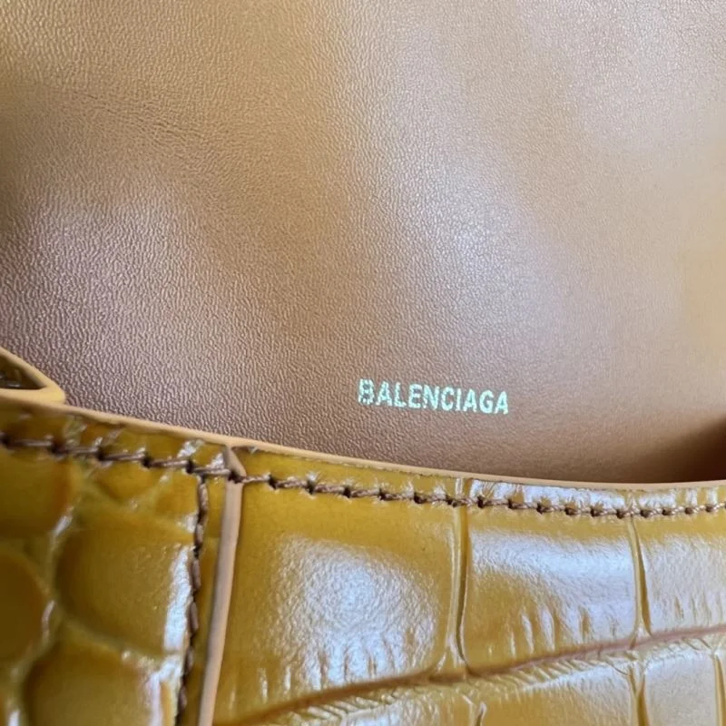 Cut-rate Balenciaga XS Orange Crocodile Hourglass Bag with Gold Buckle