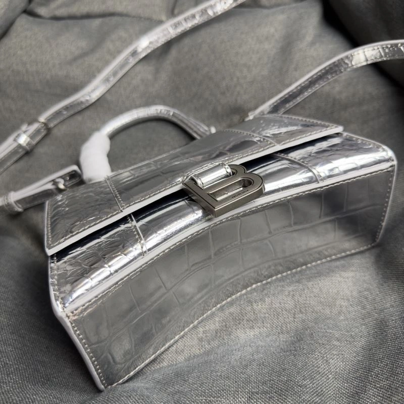 Value-priced Balenciaga XS Silver Buckle Crocodile Hourglass Bag