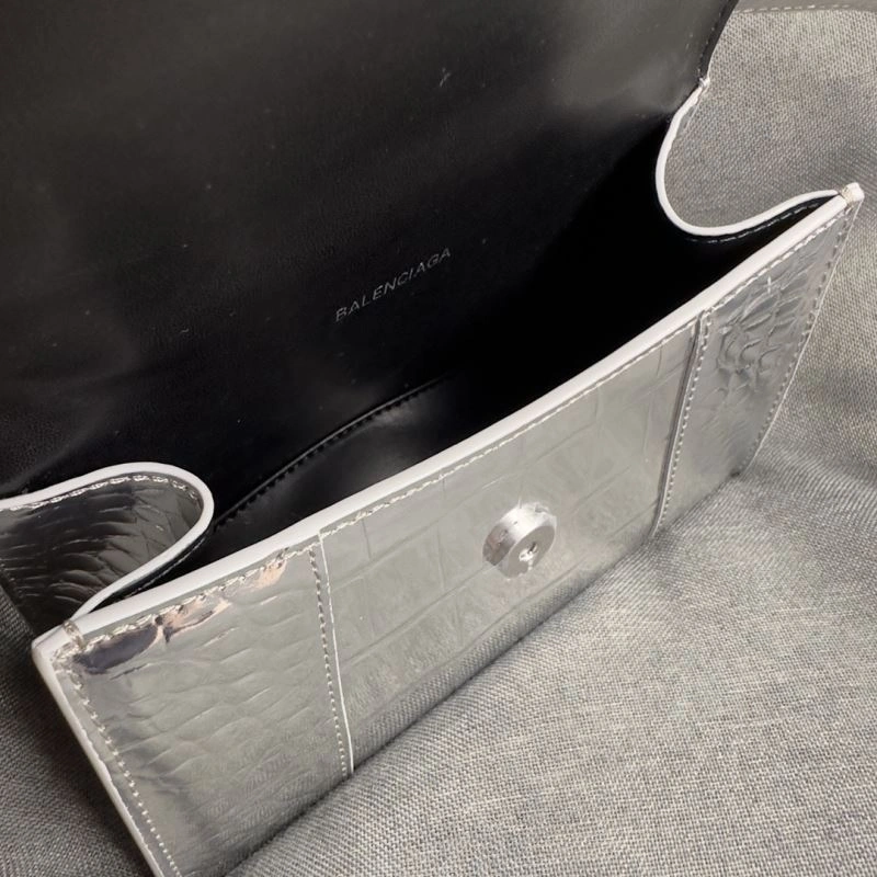 Value-priced Balenciaga XS Silver Buckle Crocodile Hourglass Bag