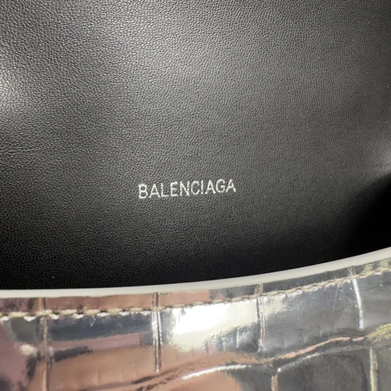 Value-priced Balenciaga XS Silver Buckle Crocodile Hourglass Bag