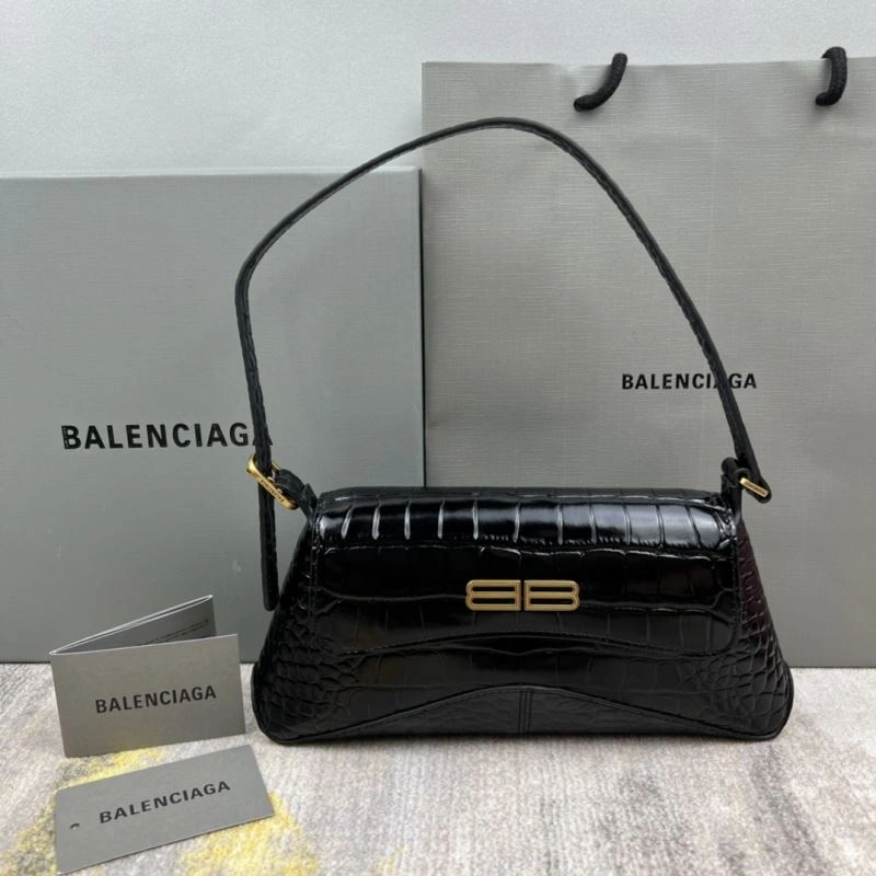 Balenciaga XX Crocodile Black Lambskin Shoulder Bag