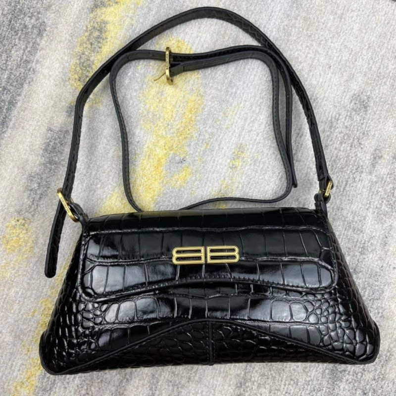 High fidelity Balenciaga XX Crocodile Black Lambskin Shoulder Bag