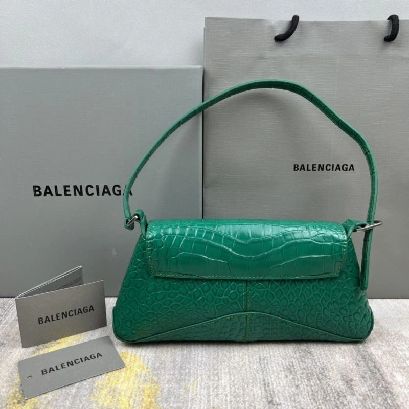 Balenciaga XX Crocodile Green Underarm Bag with Lambskin Lining