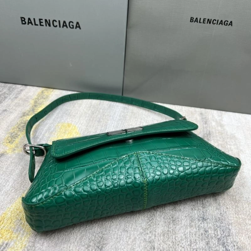 Budget-friendly Balenciaga XX Crocodile Green Underarm Bag with Lambskin Lining