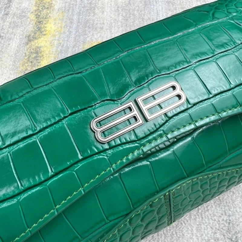 Budget-friendly Balenciaga XX Crocodile Green Underarm Bag with Lambskin Lining