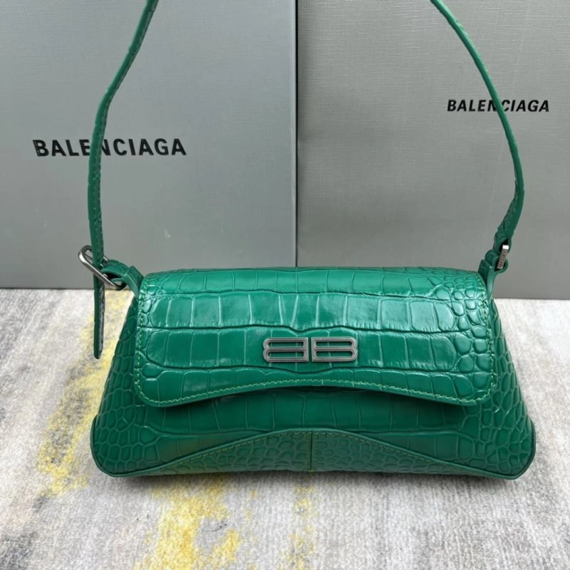 Budget-friendly Balenciaga XX Crocodile Green Underarm Bag with Lambskin Lining