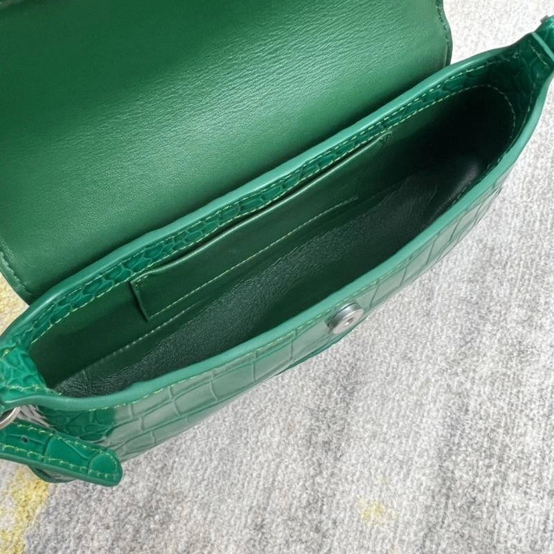 Budget-friendly Balenciaga XX Crocodile Green Underarm Bag with Lambskin Lining