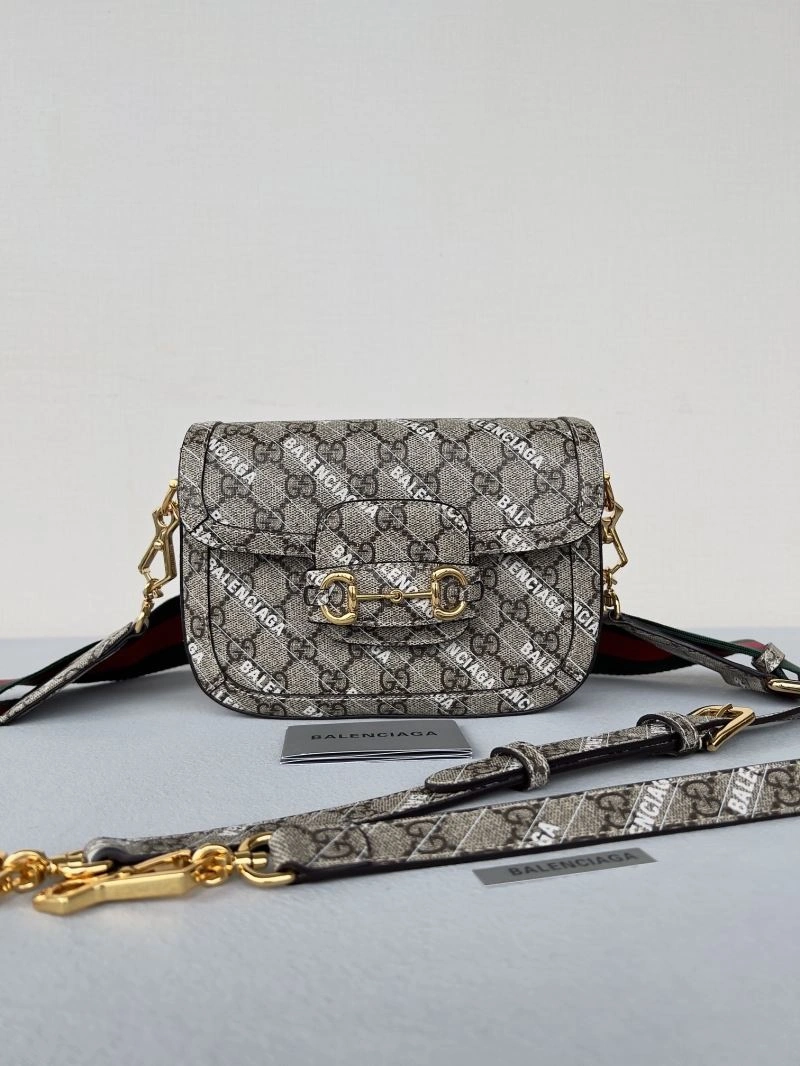 Balenciaga x GUCCI 1955 Printed Saddle Bag - Fashion Anthema
