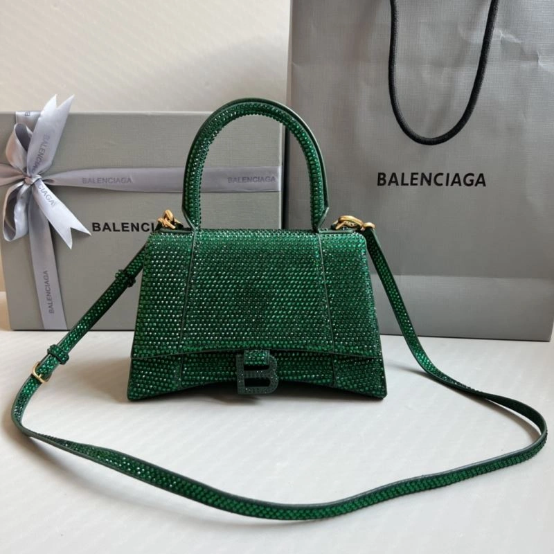 Bling Green Rhinestone Hourglass Bag with Unique B Buckle