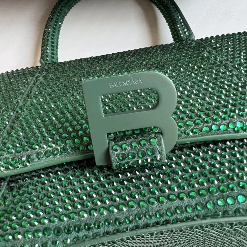 Low-cost Bling Green Rhinestone Hourglass Bag with Unique B Buckle