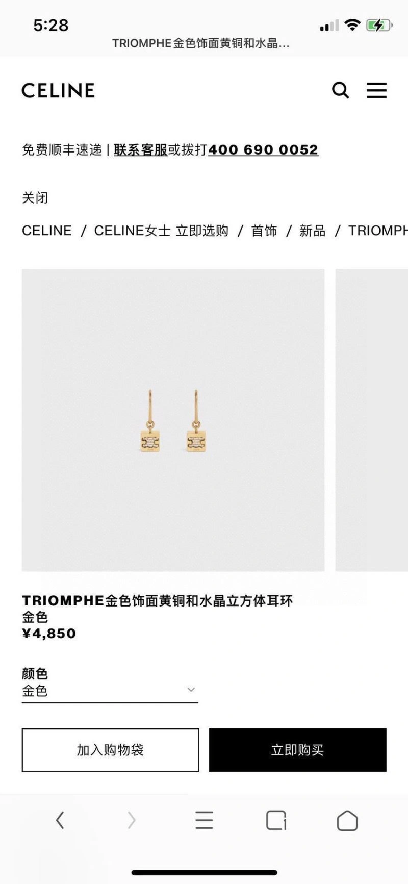 1:1 copy Celine Earrings