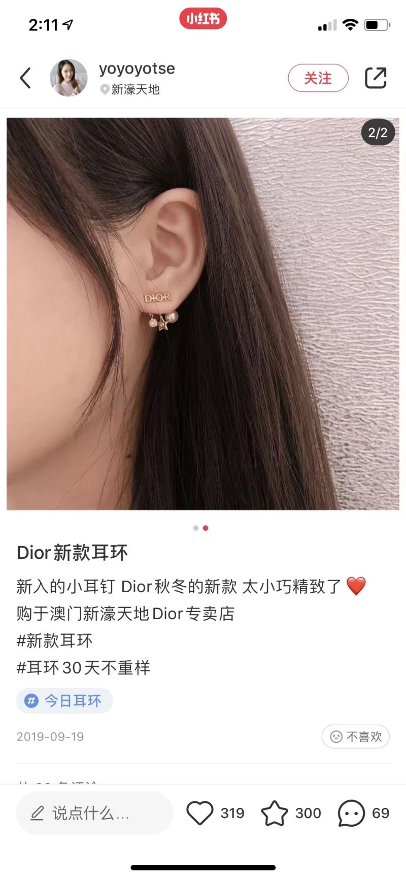 Inexpensive Christian Dior Earrings