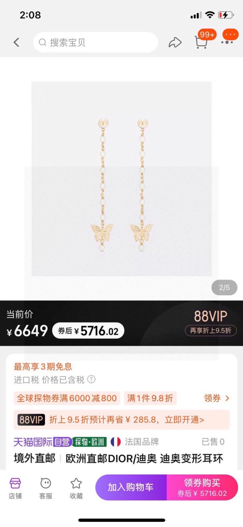 Economical Christian Dior Earrings