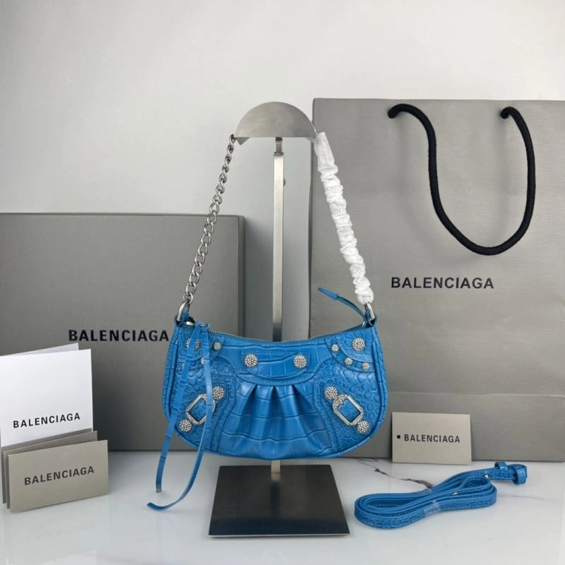 Crocodile Blue Le Cagole Mini Chain Motorcycle Bag with Rhinestones