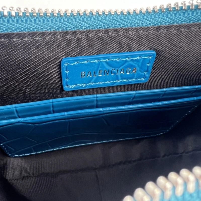 Brand-authenticated Crocodile Blue Le Cagole Mini Chain Motorcycle Bag with Rhinestones
