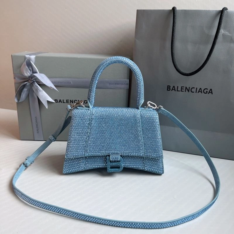 Diamante Hourglass Bag in Water Blue with B-Shaped Buckle
