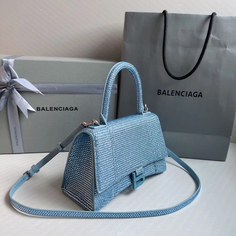 Precise copy Diamante Hourglass Bag in Water Blue with B-Shaped Buckle