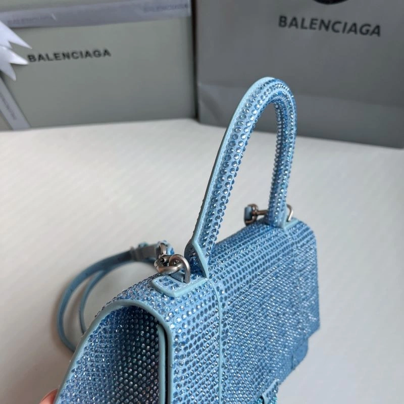 Precise copy Diamante Hourglass Bag in Water Blue with B-Shaped Buckle