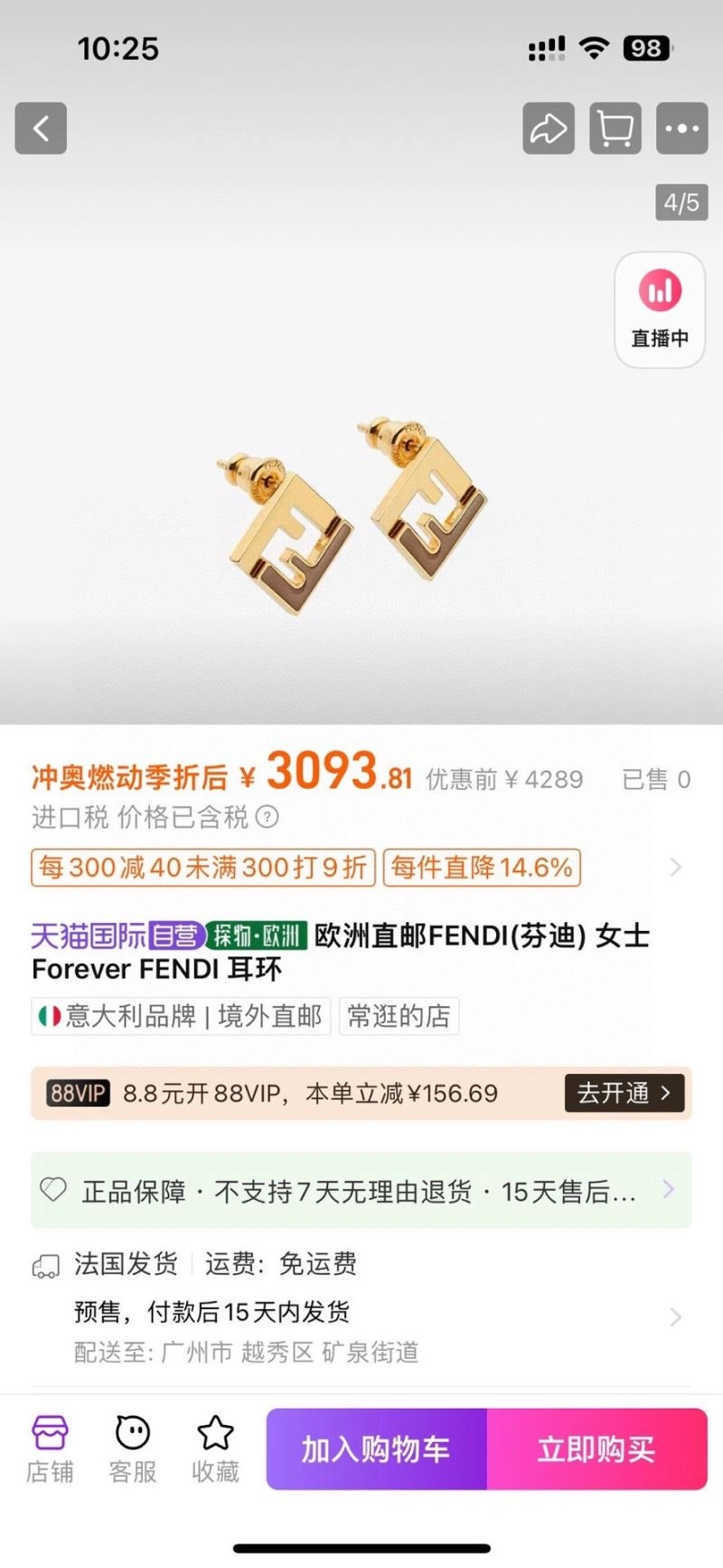 Bargain Fendi Earrings