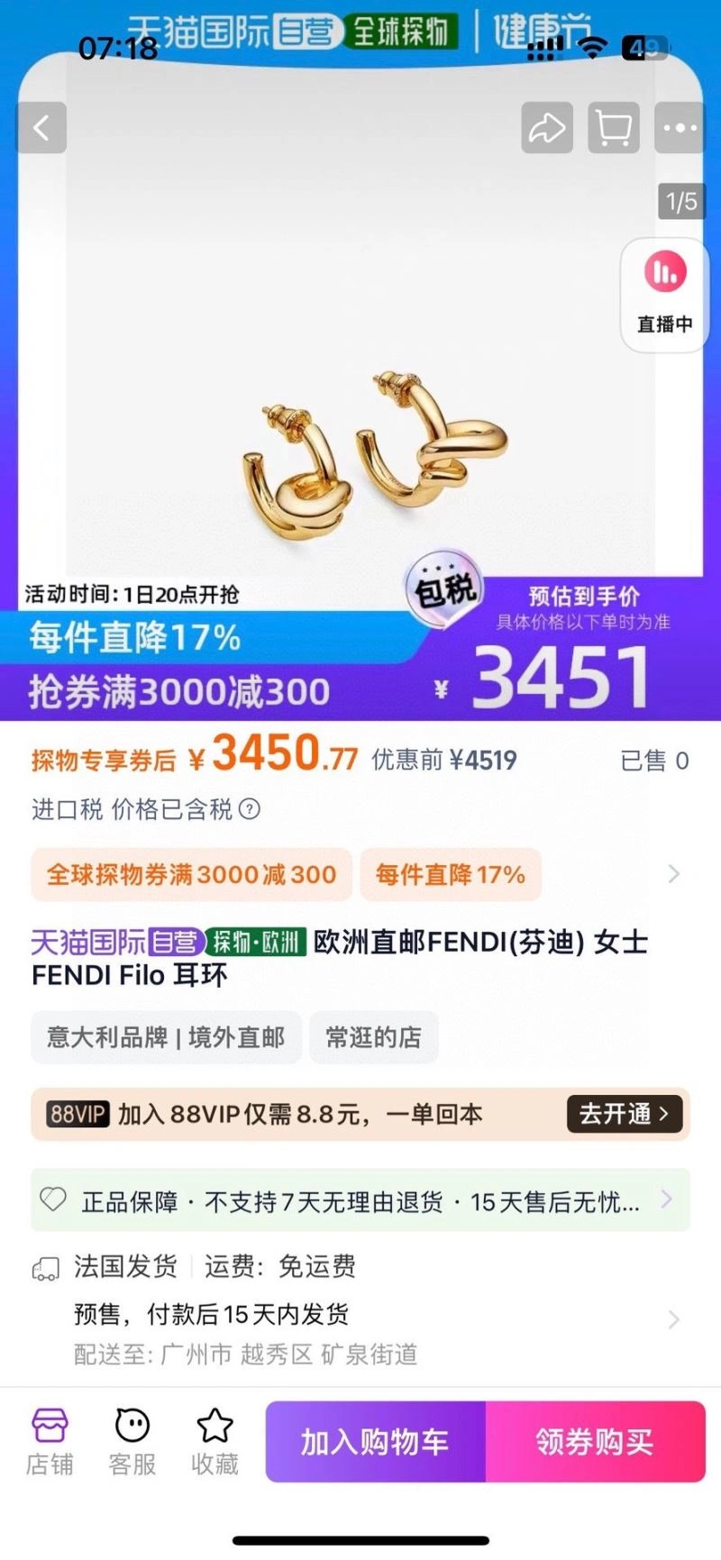 Affordable Fendi Earrings