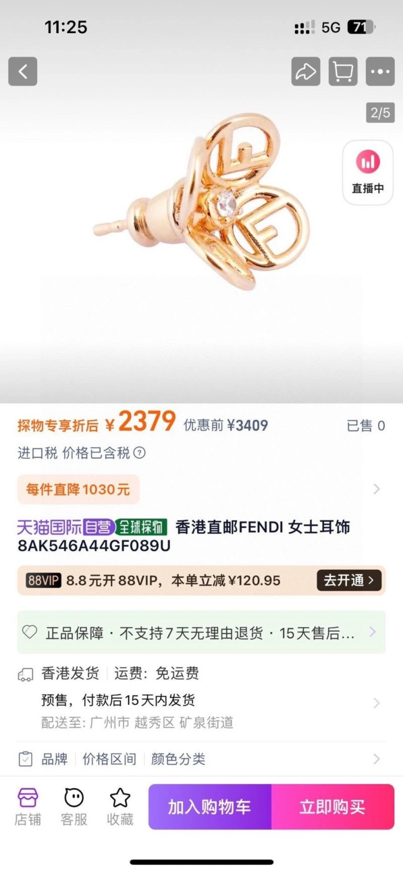 Indistinguishable Fendi Earrings