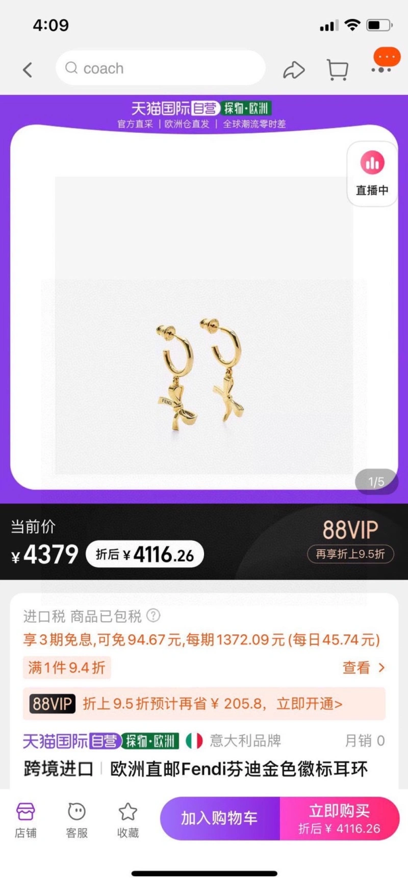 Reasonably priced Fendi Earrings