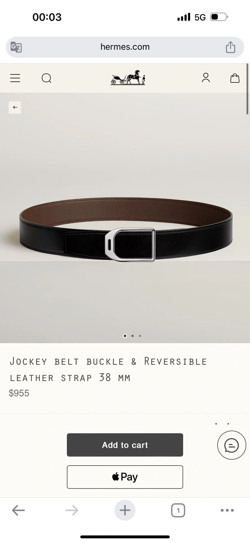 Reasonably priced Hermes Belts