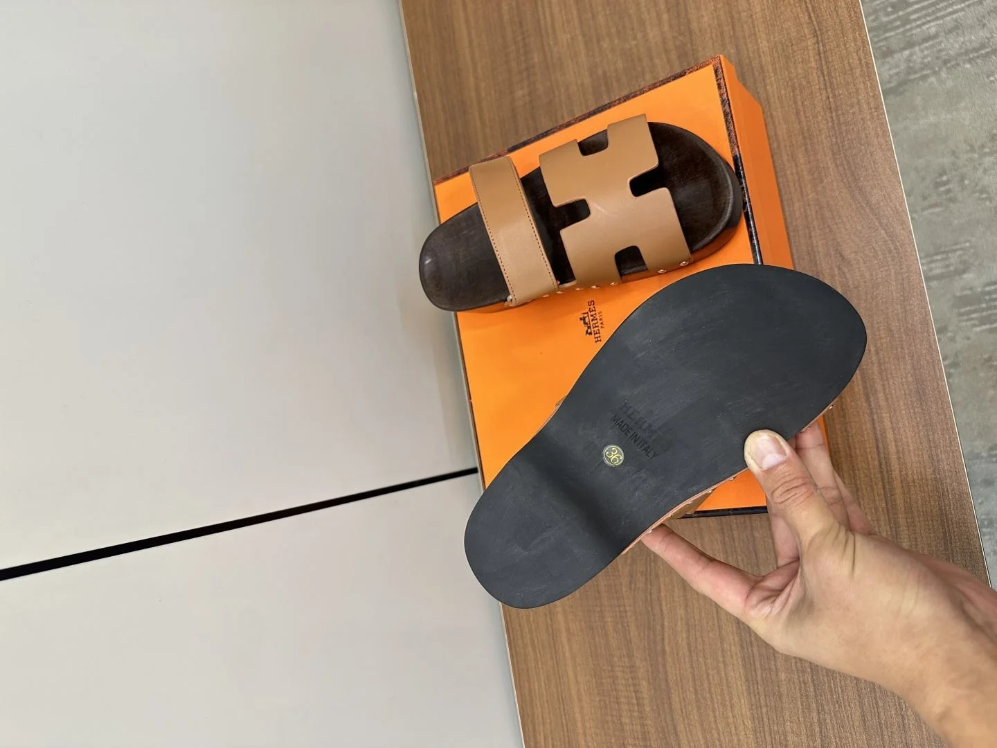 Indistinguishable Hermes Slippers