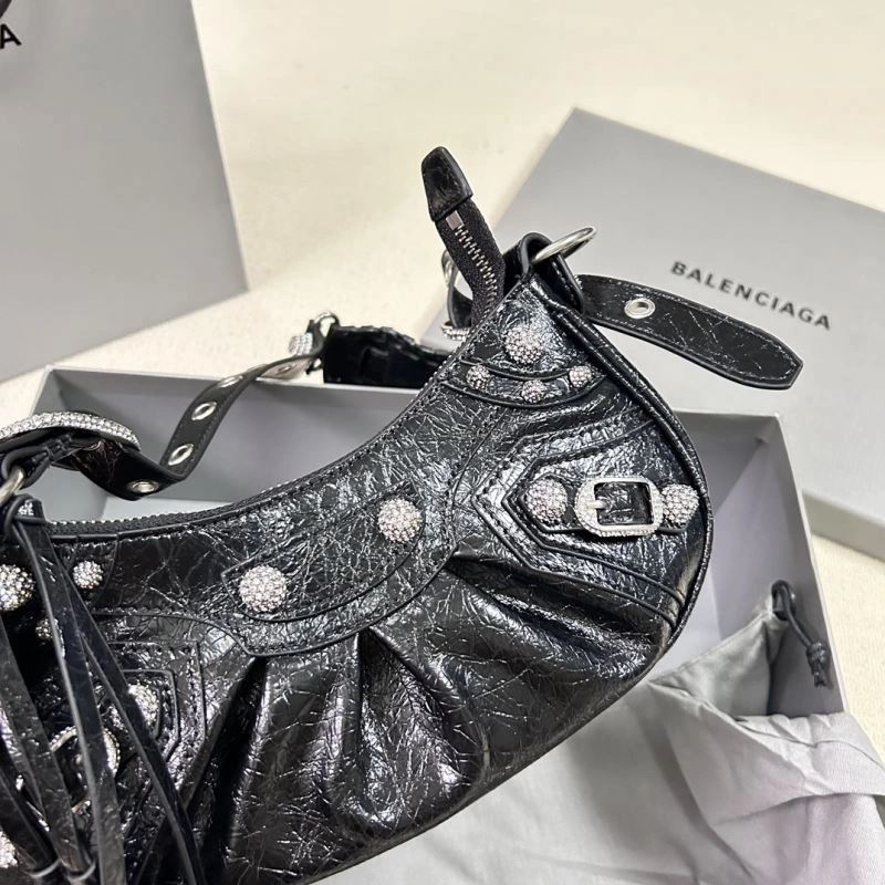 Brand-original Le Cagole Half-Moon Dumpling Bag - Diamond Buckle Black XS